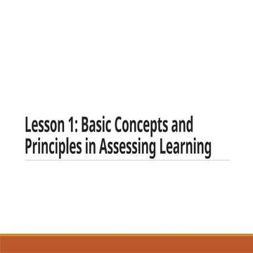 assessment in learning lesson 1 basic concepts | PPTX