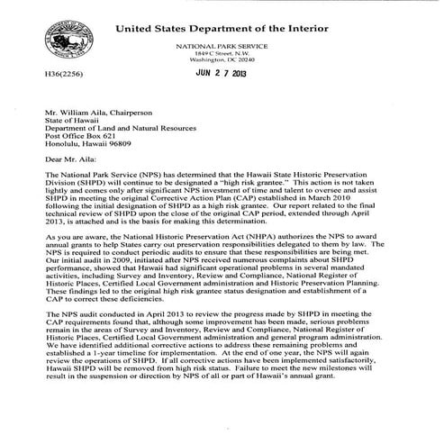 NPS letter | PDF
