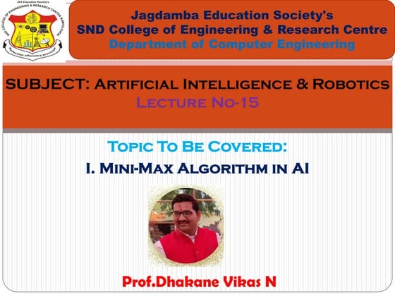 Min Max Artificial Intelligence Algorithm Ppt 