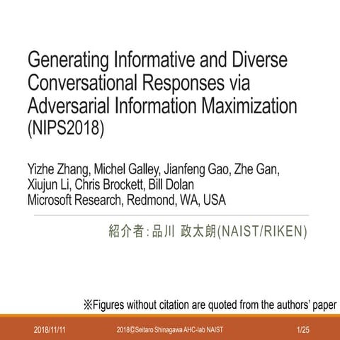 第7回 Nips読み会・関西 Generating Informative And Diverse Conversational
