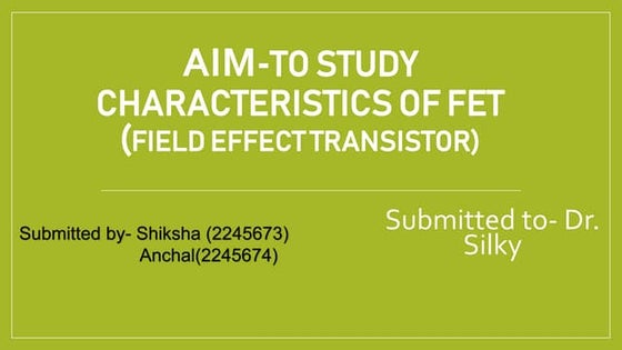Ppt presentation on FET | PPT