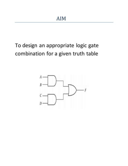 Physics Investigatory project Class 12 Logic Gates | DOCX