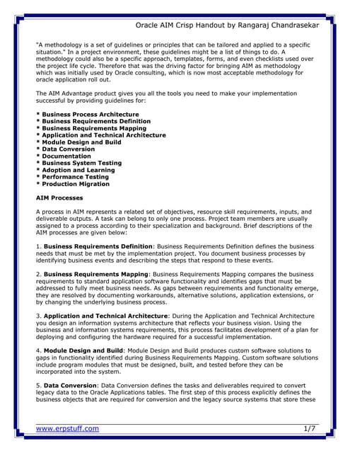 Oracle Unified Method (OUM) | PDF