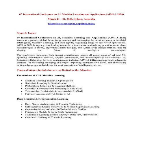 6th International Conference on AI, Machine Learning and Applications ...