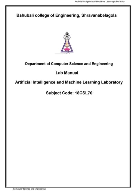 CS3491-AI and ML lab manual cs3491 r2021 | DOCX