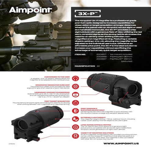 Product Sheet I Aimpoint 3X-P | Optics Trade | PDF | Cameras and ...