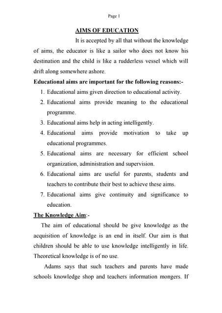 Aim of education | PPTX