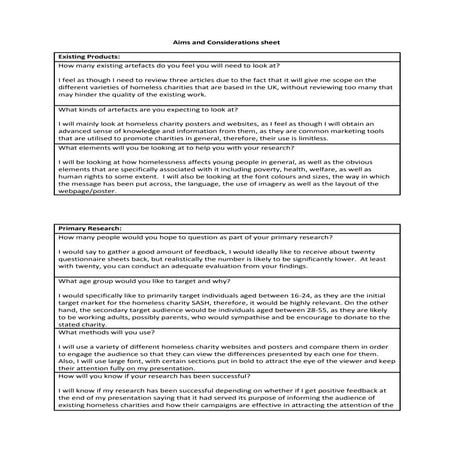 Aims and considerations sheet | PDF