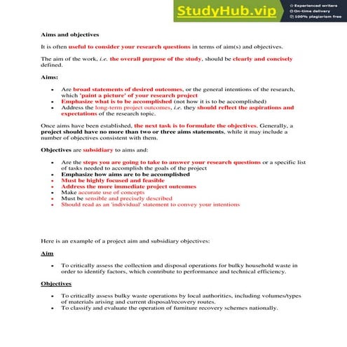 Aims And Objectives | PDF | Resume Writing and Advice | Job Search