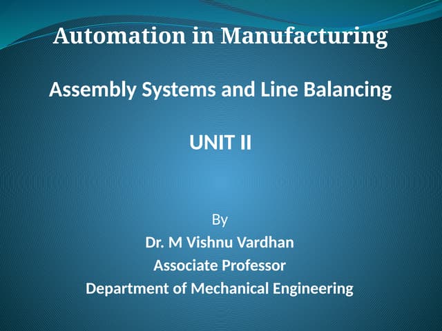 Manual Assembly Lines | PDF