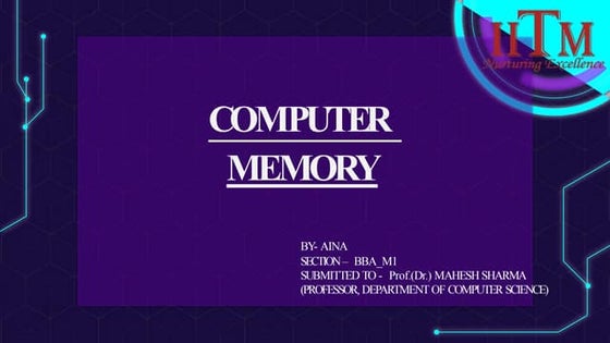 Power point presentation on memory of computer | PPTX