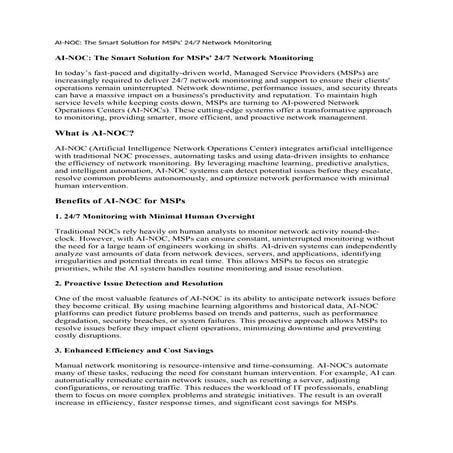 Boosting Network Security with AI-NOC Intelligent Monitoring Solutions | DOCX