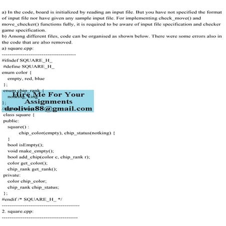 a) In the code, board is initialized by reading an input file. But y.pdf
