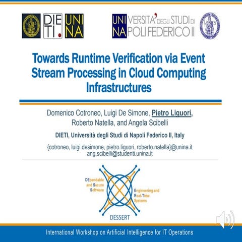Towards Runtime Verification Via Event Stream Processing In Cloud Computing Infrastructures Ppt