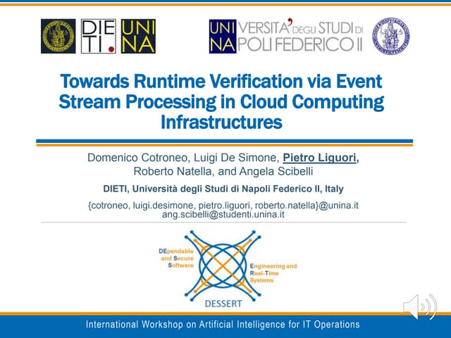 Towards Runtime Verification Via Event Stream Processing In Cloud Computing Infrastructures Ppt
