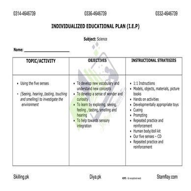 AIOU Lesson Plan For Special Education Individual Education Plan IEP.pdf