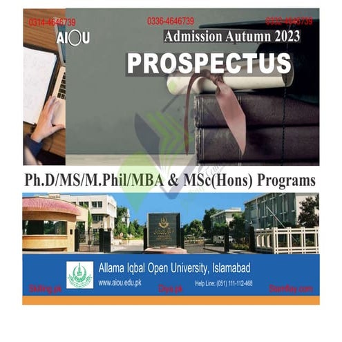 AIOU Prospectus Ph.D. MS MPhil MBA And MSc Programs Download PDF.pptx