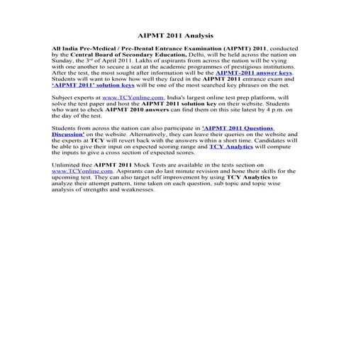 Aipmt 2011-analysis | DOC