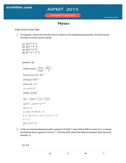 AIPMST (Secondary)-Sample Questions Papers | PDF