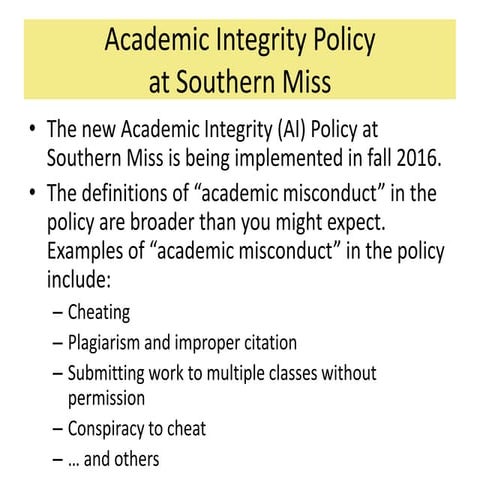 Academic integrity policy fall 2016 | PPT