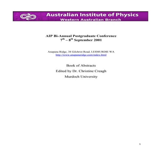 Aip pg book of abstracts | PDF