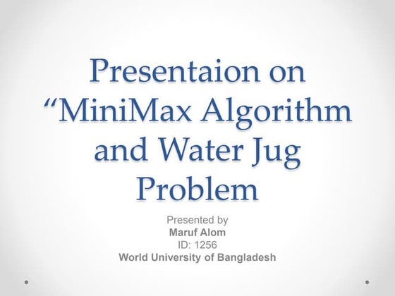 Water jug problem ai part 6 | PPTX