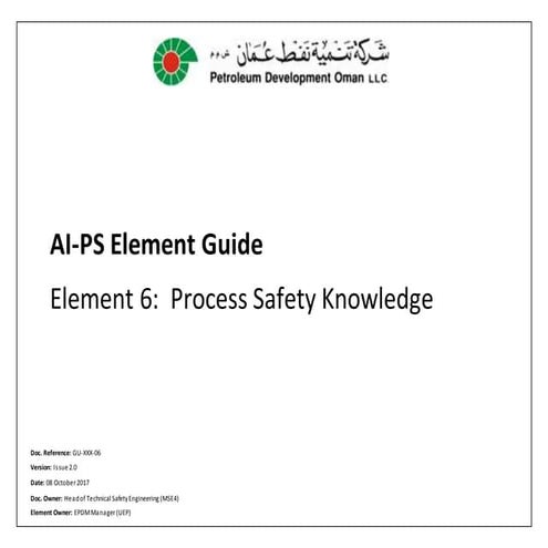 Aips guide element 6 process safety knowledge rev 2 | DOCX
