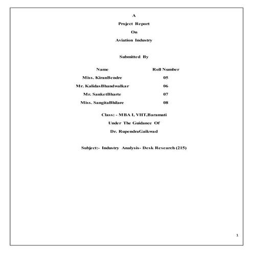 Aviation Industry analysis | DOCX | Air Travel | Travel Type