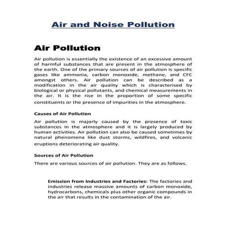 Air Pollution (slide presentation) | PPTX