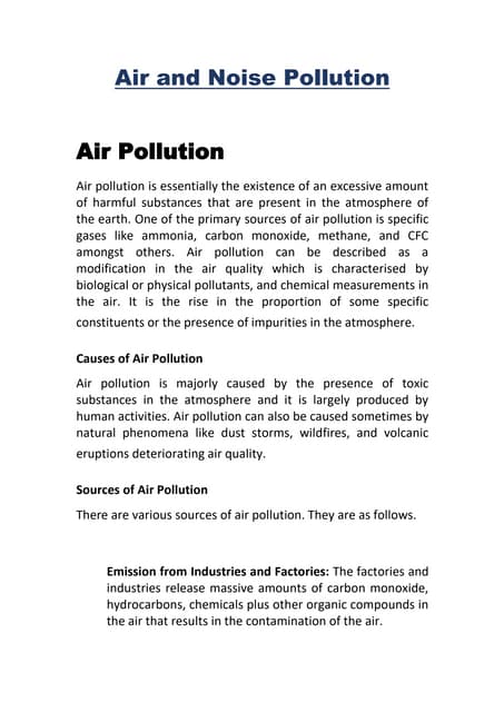 Understanding Air Pollution: Causes, Effects, and Prevention. | PPT