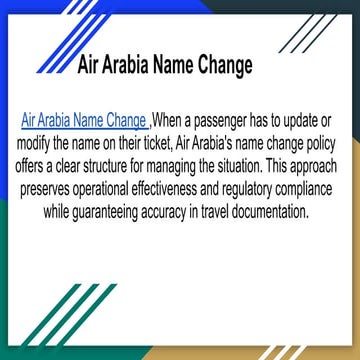 Air Arabia Passenger Name Change policy for tickets | PDF
