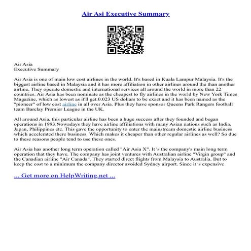 Air Asi Executive Summary | PDF