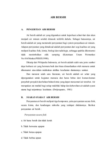 Sistem pengelolaan air bersih di Indonesia | PDF