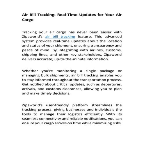 Air Bill Tracking: Real-Time Updates for Your Air Cargo | PDF