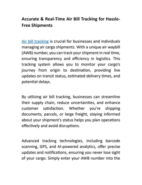 Efficient Air Waybill Tracking for Seamless Cargo Management | PDF