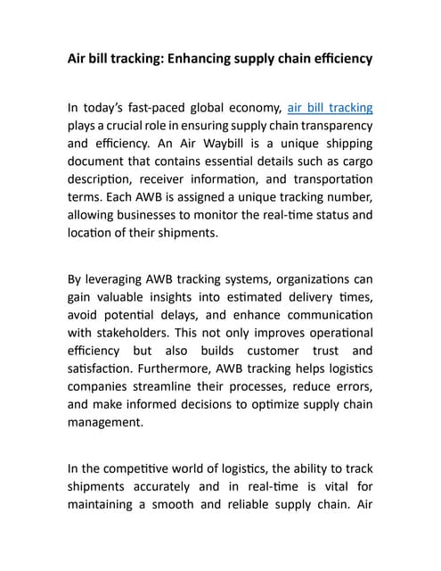 Efficient Air Waybill Tracking for Seamless Cargo Management | PDF