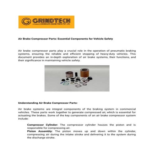 Understanding Air Brake Compressor Parts | PDF