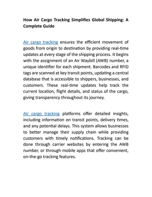 Step-by-Step Guide to Air Cargo Tracking | PDF