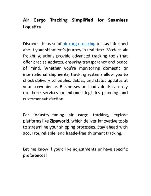 Simplify Your Logistics with Real-Time Air Bill Tracking | PDF