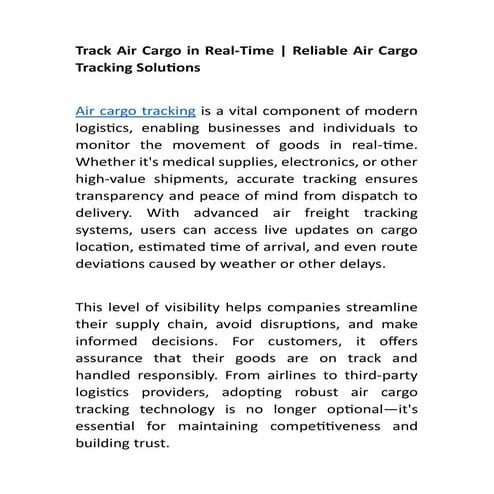 Air Cargo in 2026 - How Real-Time Air Freight Tracking Is Changing ...