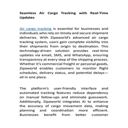 Seamless Air Cargo Tracking with Real-Time Updates | PDF