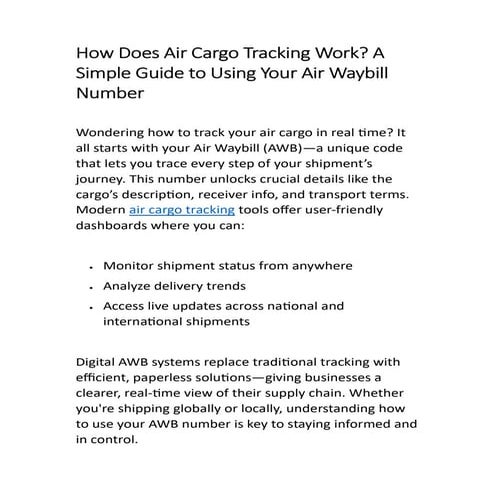 How Does Air Cargo Tracking Work? A Simple Guide to Using Your Air ...
