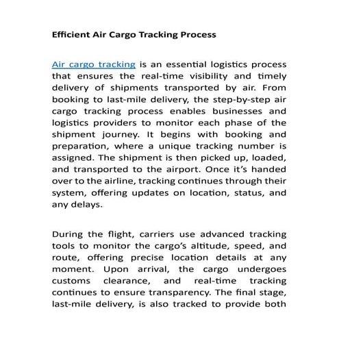 Efficient Air Cargo Tracking Process by zipaworld | PDF
