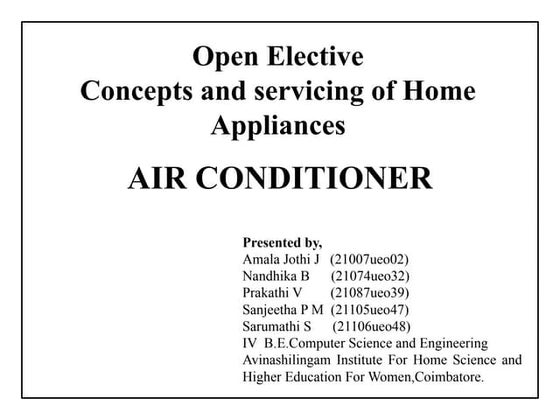 WORKING OF WINDOW AIR CONDITIONER.pptx | Weather | Science