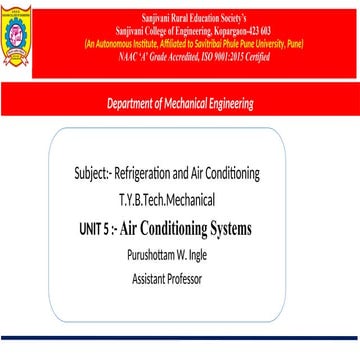 AIR CONDITIONING SYSTEMS IN HEATING, VENTILATION AND AIR CONDITIONING | PPT