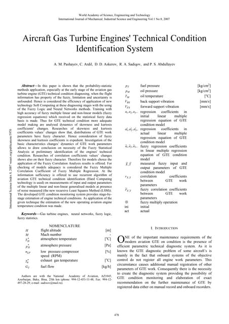 Identification Of Aircraft Gas Turbine Engine S Temperature Condition Pdf