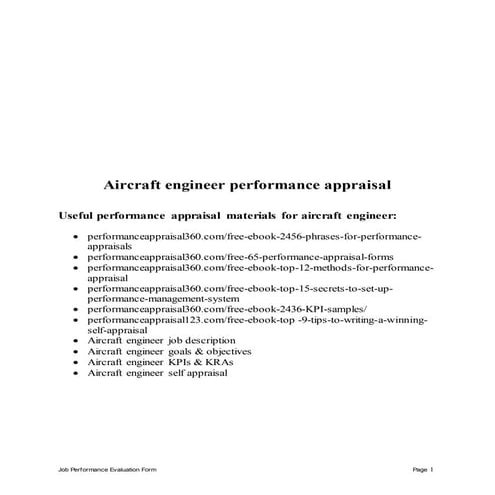 Aircraft engineer performance appraisal | DOCX