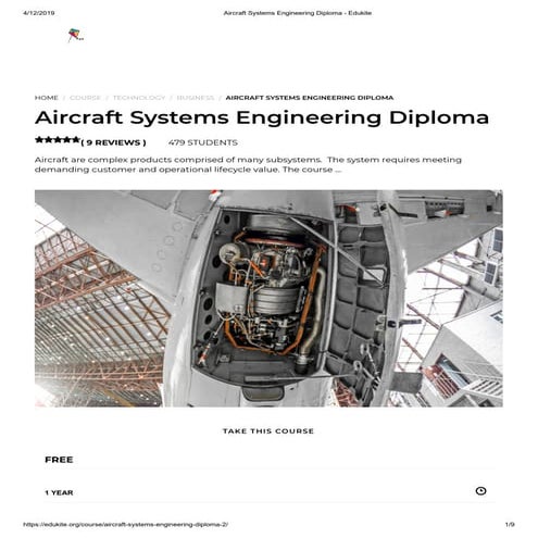 Aircraft Systems Engineering Diploma - Edukite | PDF