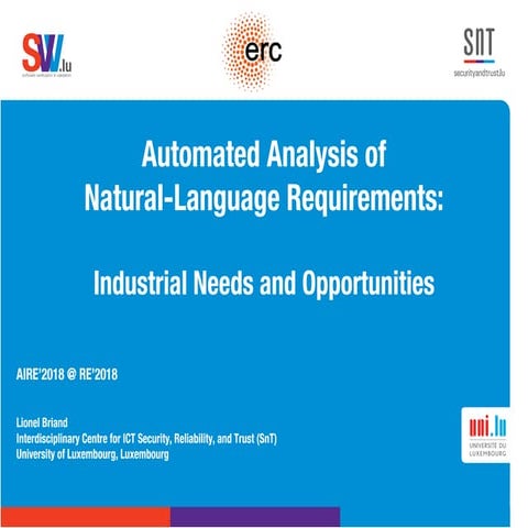 Automated Analysis of Natural-Language Requirements: Industrial Needs ...