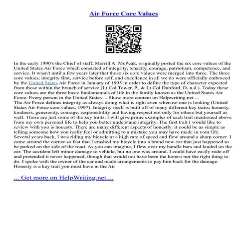 Air Force Core Values | PDF
